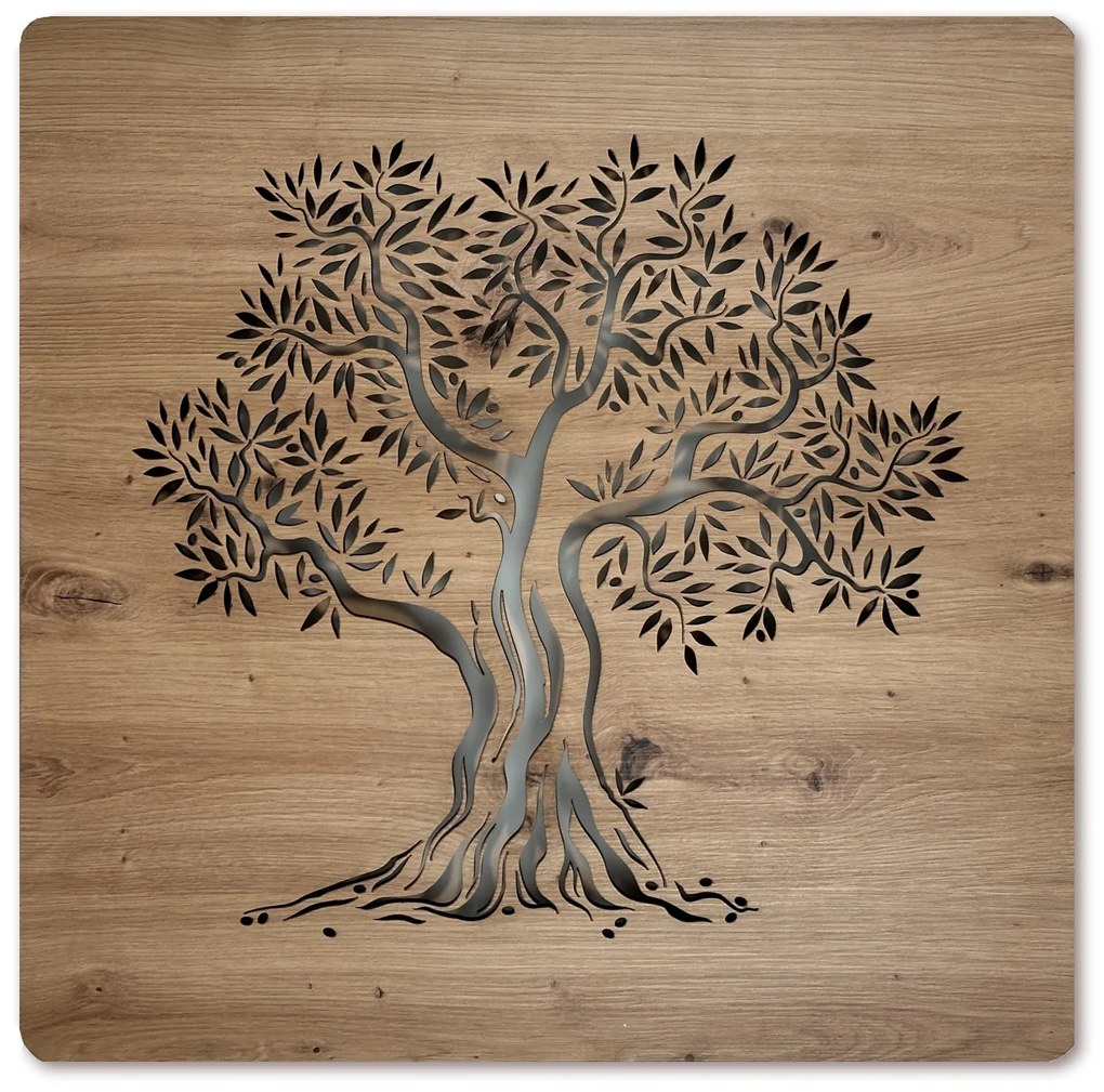 Li-Go "Olivovník" světelný obraz 230V 62x62cm provedení povrchu: dub