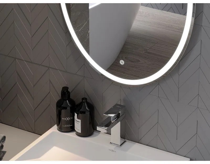 Mexen Elz, LED koupelnové zrcadlo s podsvícením 60 x 80 cm, 6000K, ochrana proti zamlžování, 9802-060-080-611-00