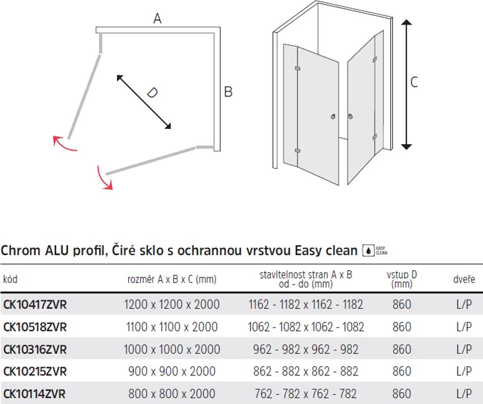 Mereo Mereo, Sprchový kout, Novea, čtverec, chrom ALU, sklo Čiré, CK10316ZVR