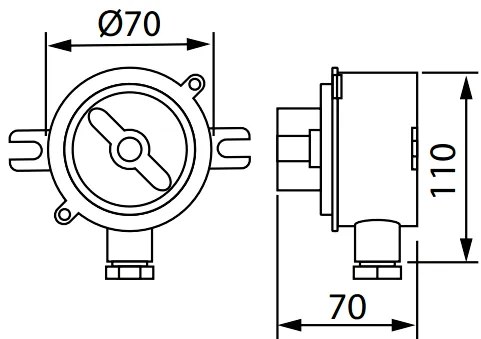 Černý retro vypínač na omítku/IP54/mosaz - grafit