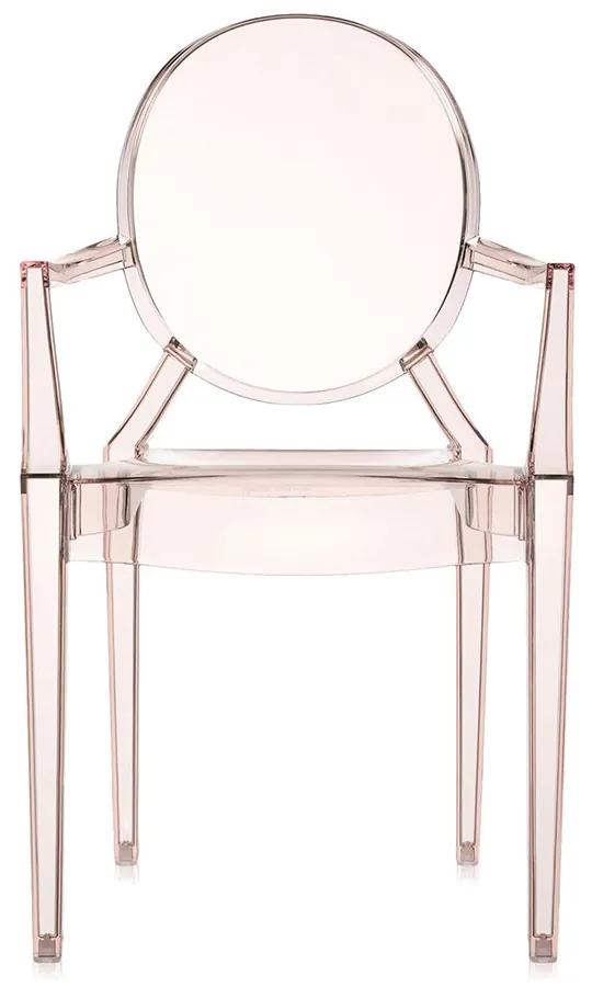 Set 2 židlí Louis Ghost transparentní růžovo-oranžová, Kartell - Louis Ghost set