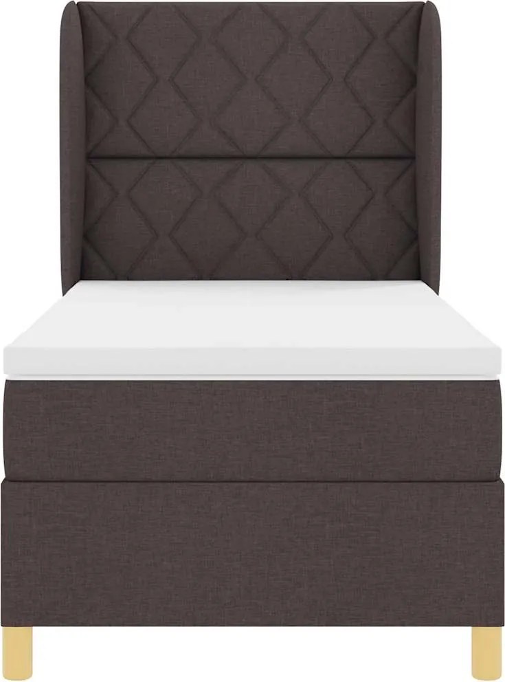 Postel s boxspringem s čelo Tmavě hnědá 200 x 100 cm textil 3340805