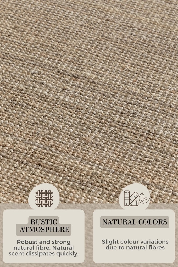 Hanse Home, Kusový koberec Bouclé Jute 105975 Grey Brown, 80x150, hnědá, chodba / předsíň
