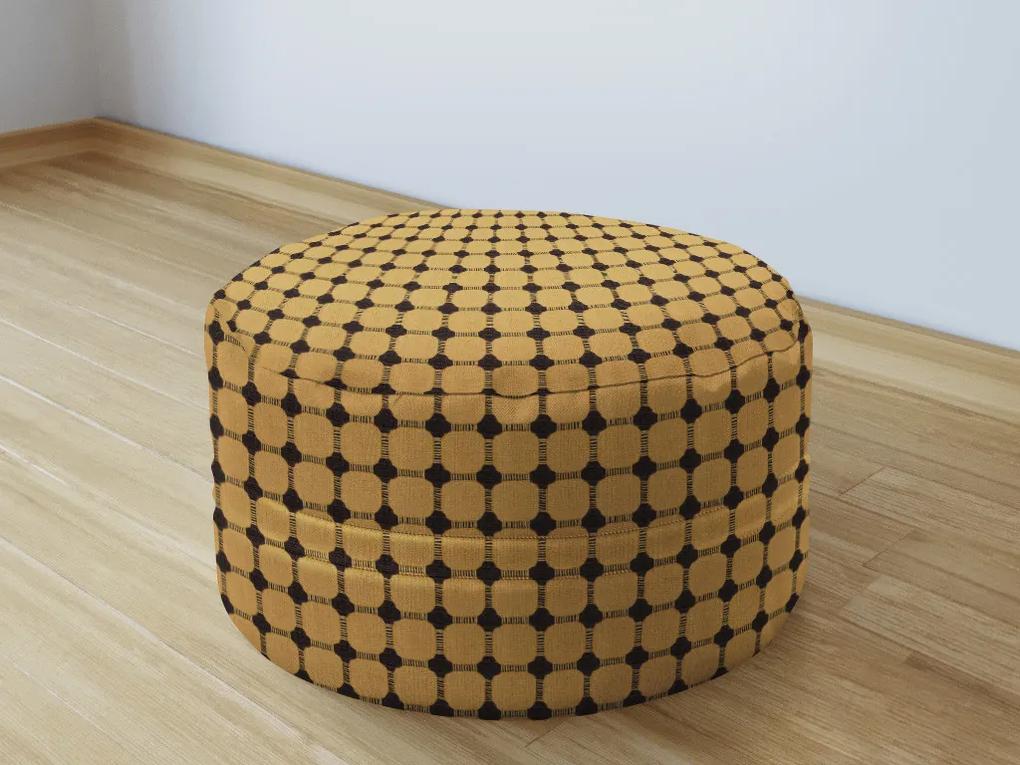 Goldea bavlněný sedací bobek 50x20cm - kanafas - vzor hnědé nopky na žlutooranžovém 50 x 20 cm