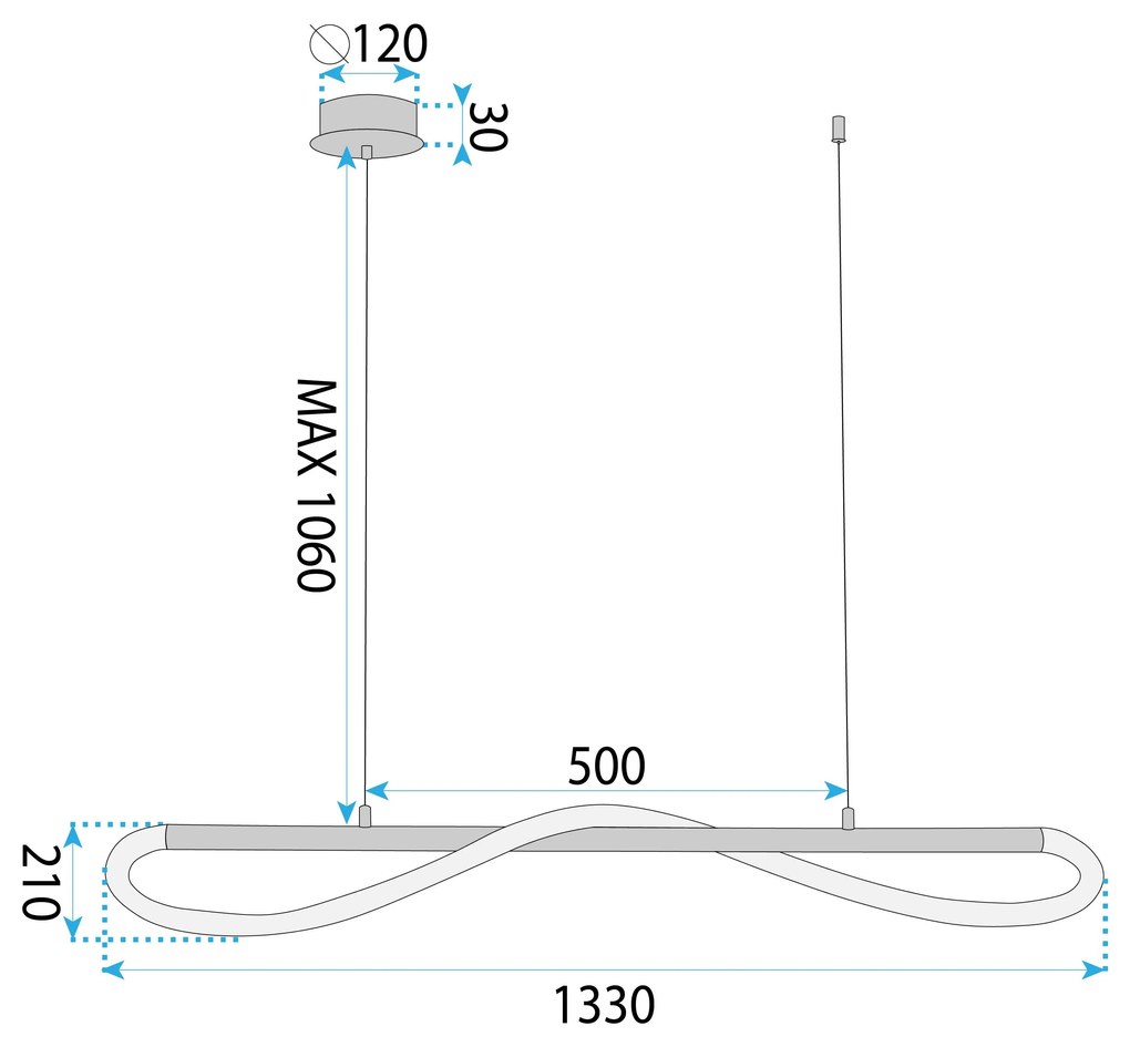 Toolight Stropní svítidlo LED APP853-CP Long Black