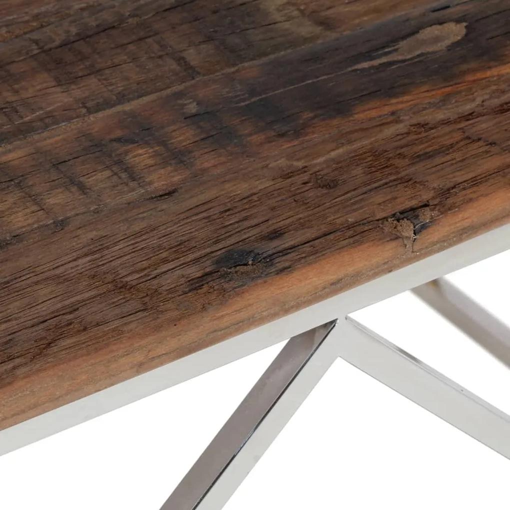 Konferenční stolek stříbrný nerezová ocel a pražcové dřevo