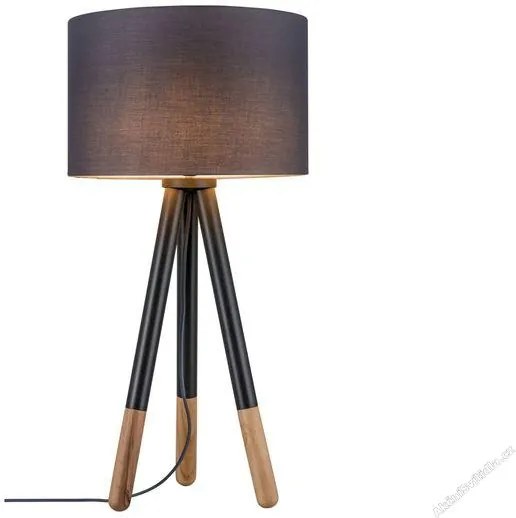 P 79635 Stolní lampa Neordic Rurik látkové stínidlo šedé / dřevo - PAULMANN