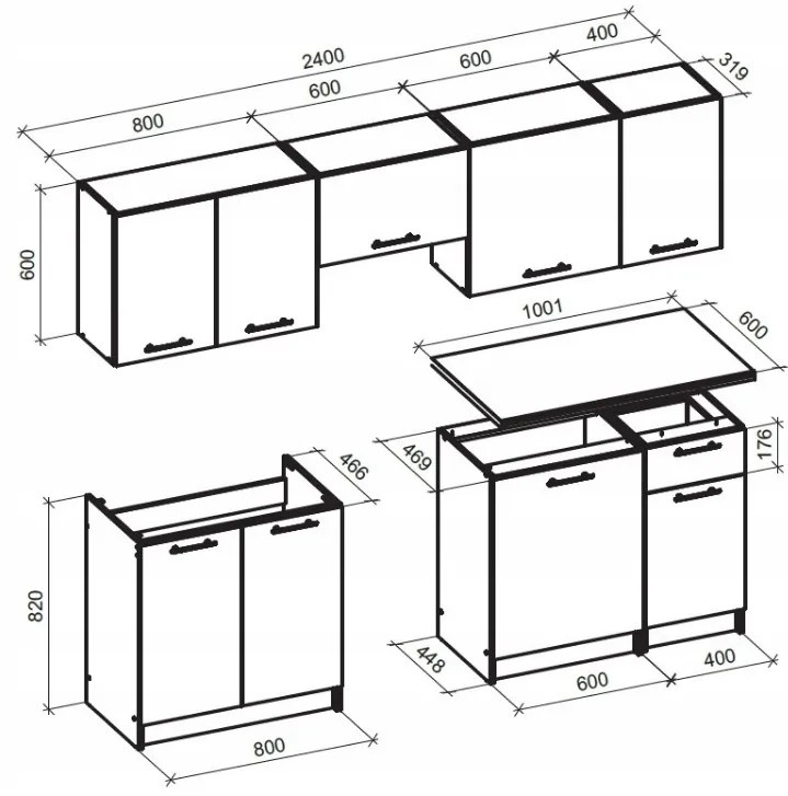 HALMAR DARIA kuchyně 240 dub craft