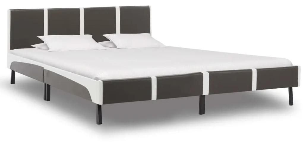 280296 vidaXL Rám postele šedo-bílý umělá kůže 180 x 200 cm