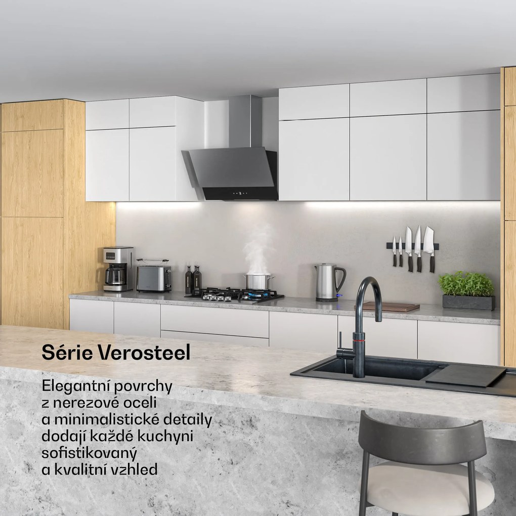 Klarstein Verosteel digestoř | Elegantní, minimalistická, výkonná | Třída energetické účinnosti A | 624 m³/h | 60 cm