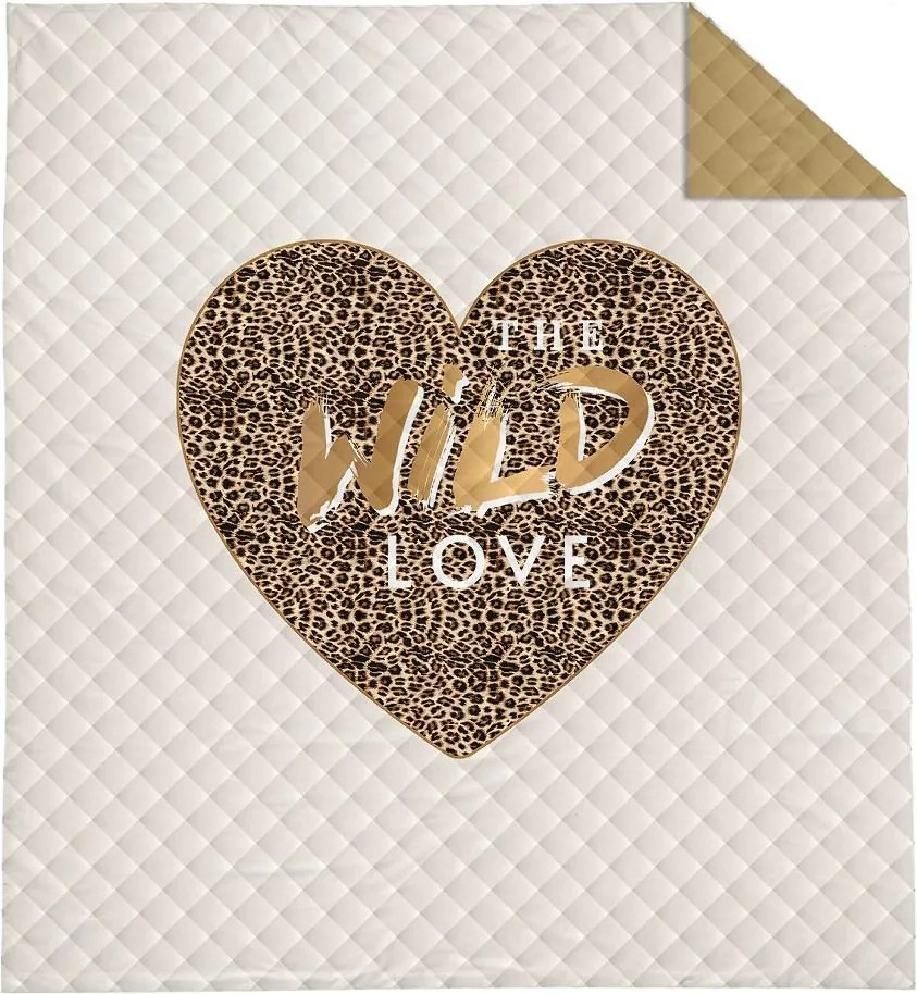 Detexpol Dekorační přehoz na postel 220x240 Wild love heart beige K 109 Holland 14