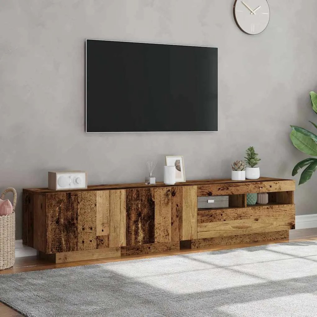 TV stolek s LED old wood 180x35x40 cm kompozitní dřevo 3329163