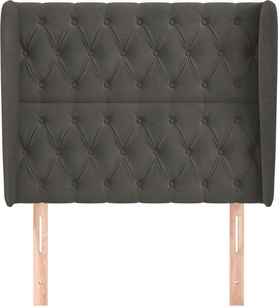 Čelo postele typu ušák tmavě šedé 103x23x118/128 cm samet 3118335