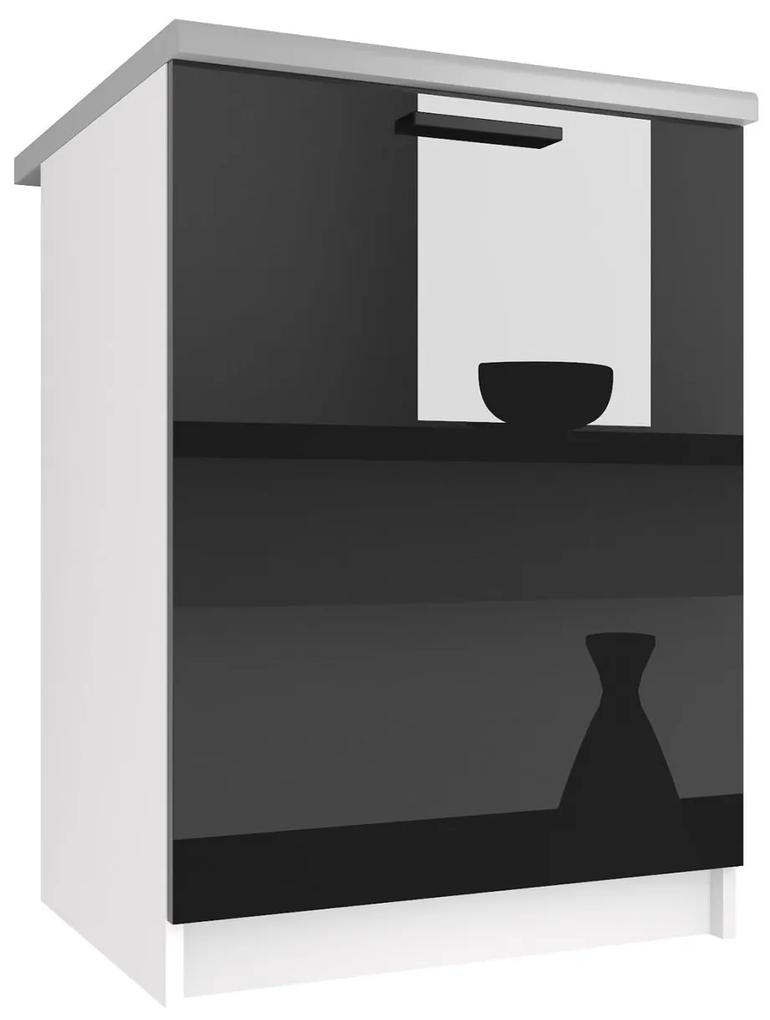 Kuchyňská skříňka Belini spodní 60 cm černý lesk s pracovní deskou  INF SD60/0/WT/B/0/B1/