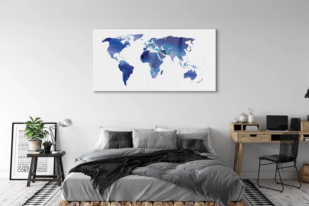 akrylový obraz modrá mapa 140x70 cm