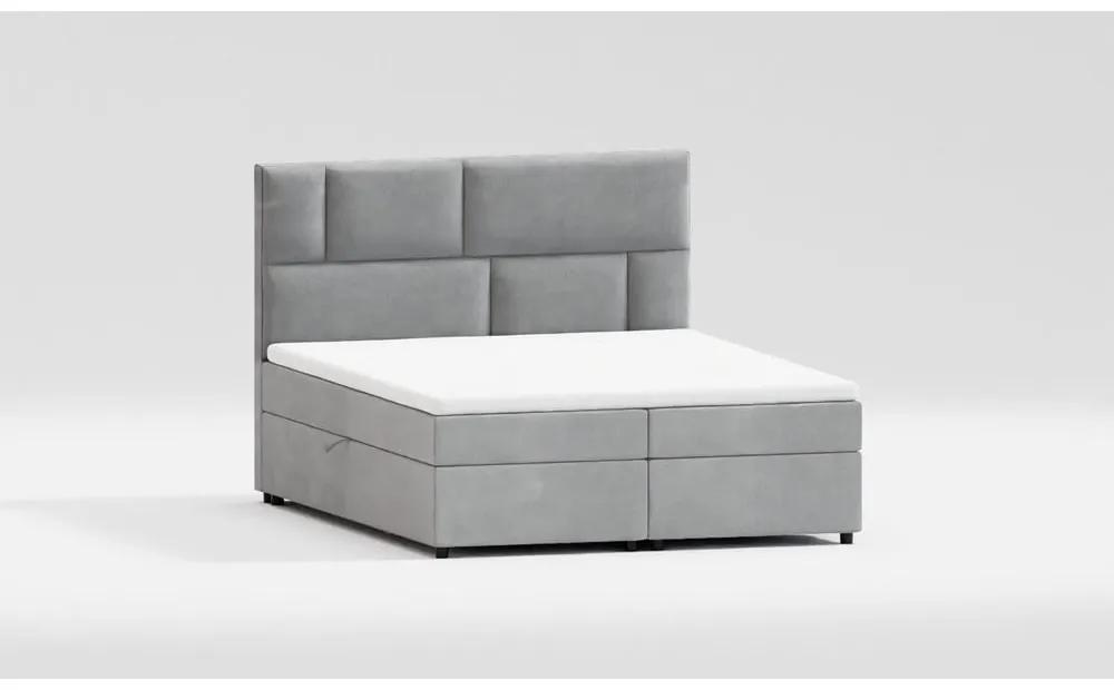 Světle šedá boxspring postel s úložným prostorem 180x200 cm Lola – Ropez