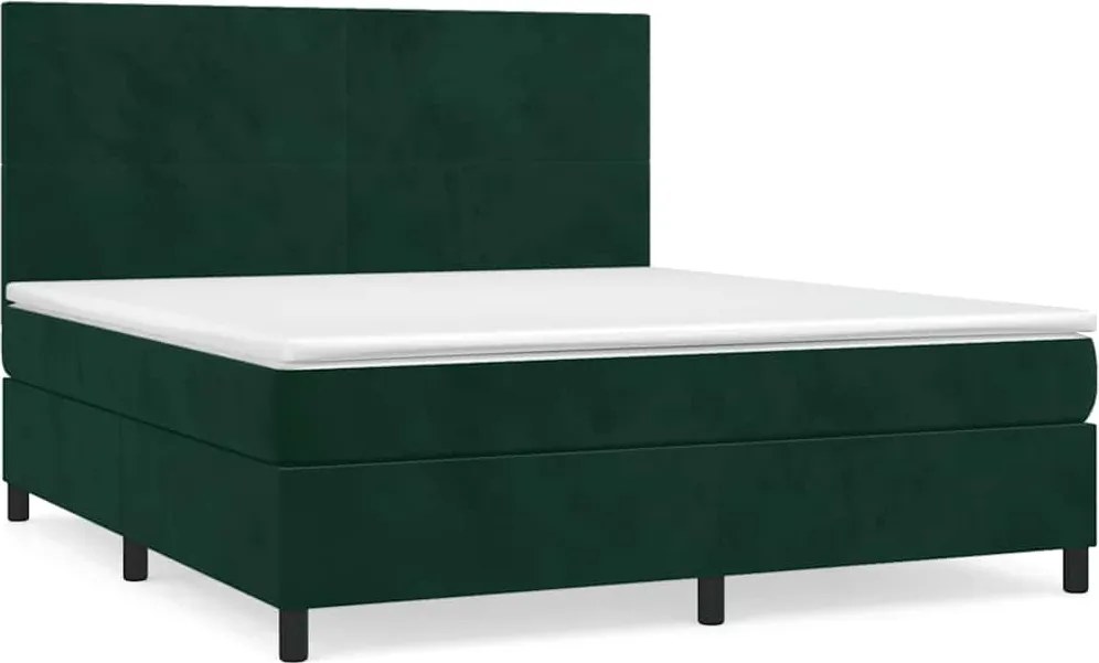 Box spring postel s matrací tmavě zelená 160x200 cm samet 3142914