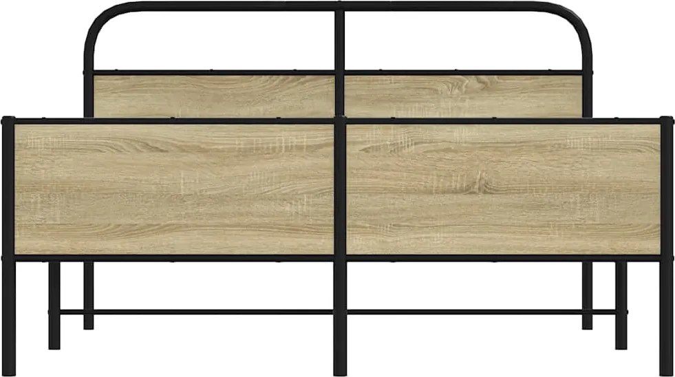 Kovový rám postele bez matrace dub sonoma 150 x 200 cm 3318693
