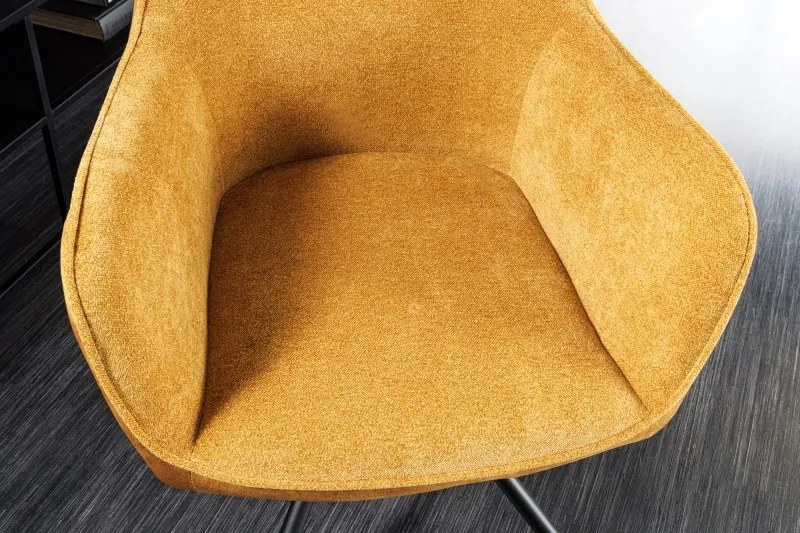 Designová otočná židle Rahiq hořčičný samet