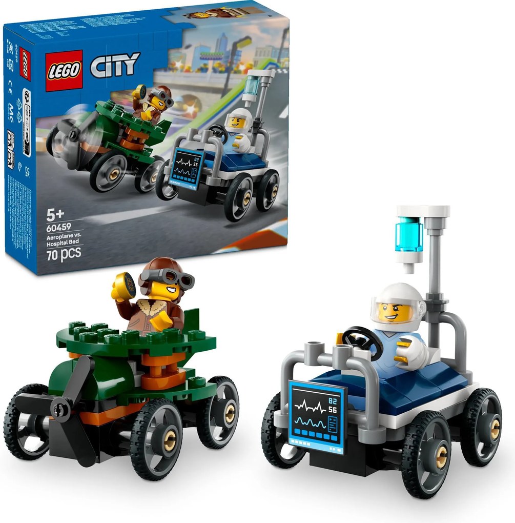 Lego city 60459 závodní balíček: letadlo vs. nemocniční lůžko 5702017812595