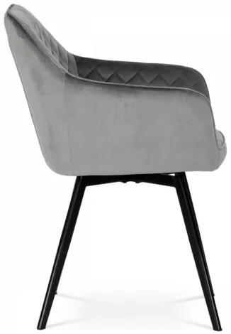 Jídelní židle šedá sametová látka, kovové nohy, černý matný lak DCH-425 GREY4