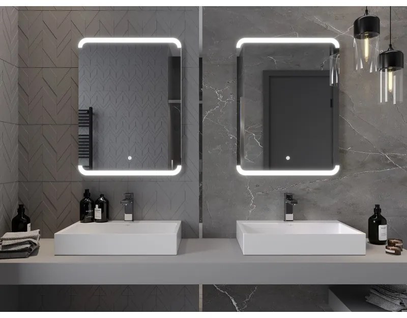 Mexen Nida podsvícené koupelnové zrcadlo 60 x 80 cm, LED 6000K, ventilátor - 9806-060-080-611-00
