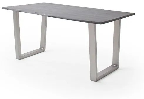 Jídelní stůl Calabria podnož trapez ocel Rozměr: doska akácie šedá, 2,5 cm 180 x 90