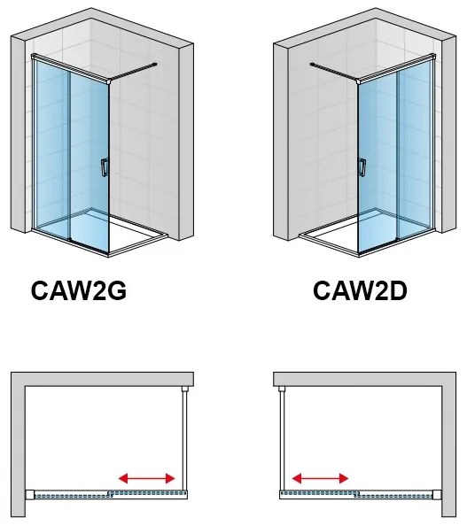 Ronal (Sanswiss) Ronal, WALK-IN CADURA Black Line pevná stěna samostatná s posuvným dílem CAW2 Šířka: 100 cm