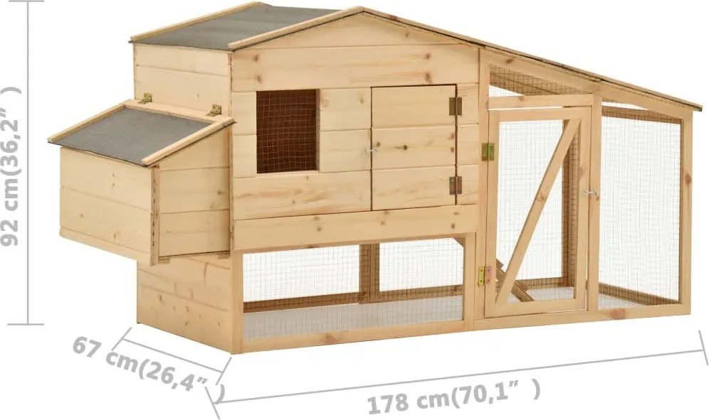 vidaXL Kurník masivní borové dřevo 178 x 67 x 92 cm   [170915]