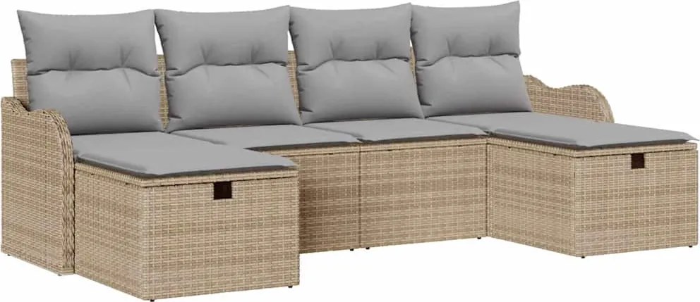 Sada zahradních pohovek 6 ks Béžová polyratan 3360351