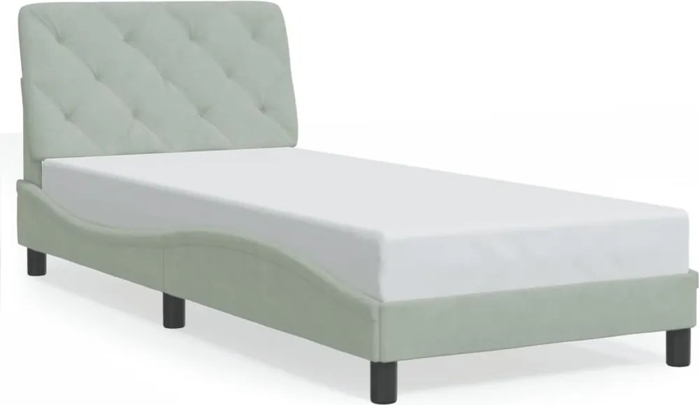 Rám postele s LED bez matrace světle šedý 90 x 190 cm samet 3213825
