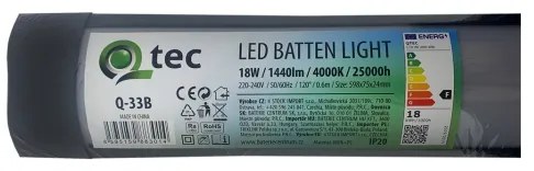 LED Podlinkové svítidlo QTEC LED/18W/230V 60 cm černá