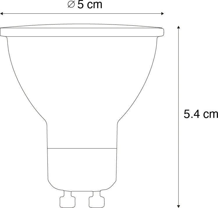 Sada 5 čirých LED žárovek GU10 50mm 1W 80 lm 2200K