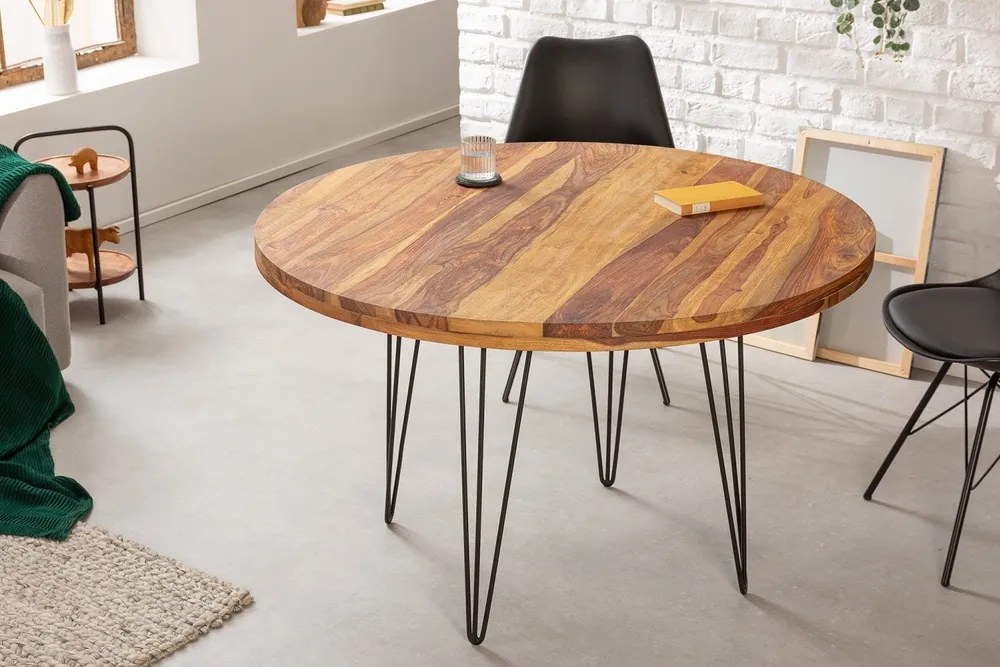 Designový kulatý jídelní stůl Elegant 120 cm Sheesham