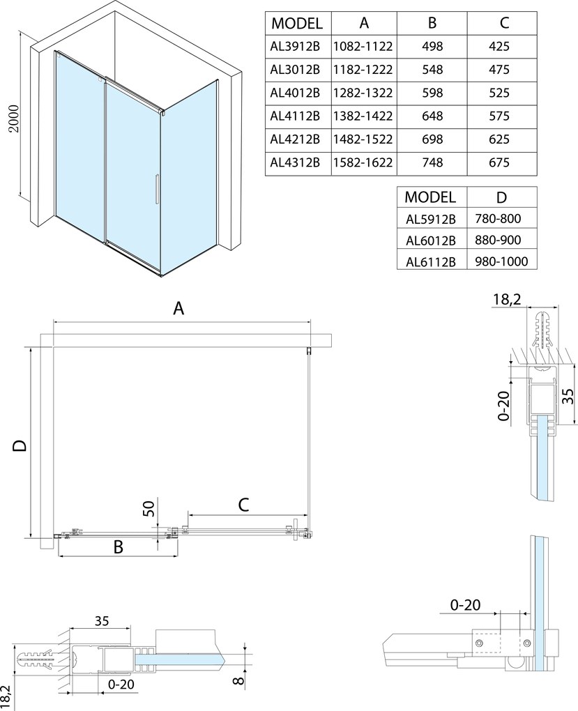 Polysan Altis Line Black 130 cm AL4012B sprchové dveře