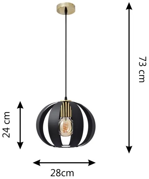 Lustr na lanku NEWTON 1xE27/15W/230V černá/zlatá