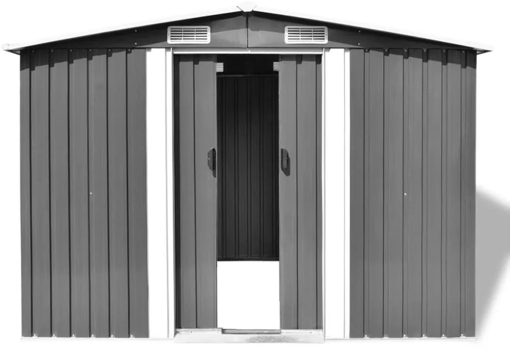 vidaXL Marketos Zahradní domek na nářadí šedý kovový 257 x 205 x 178 cm