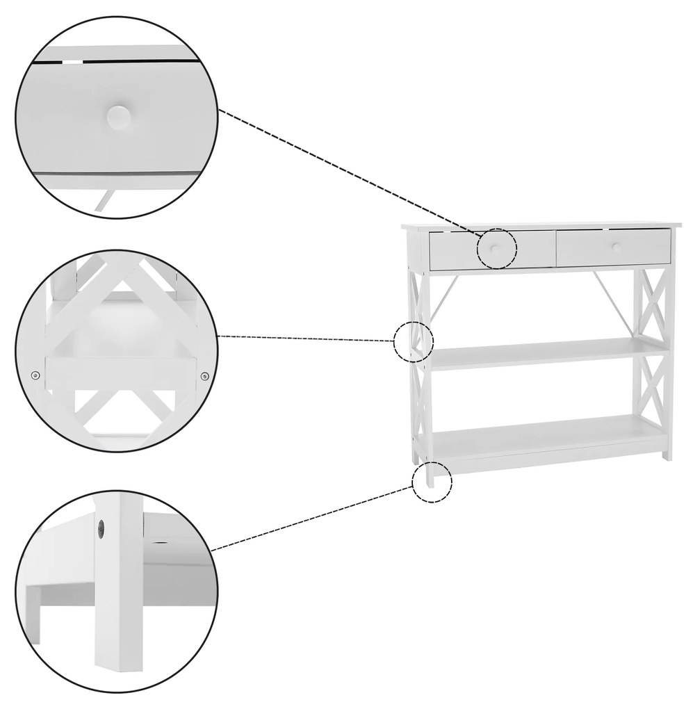 Kondela Konzolový stolek, bílá, LOMIR