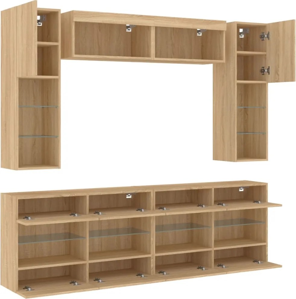 6dílná obývací stěna s LED osvětlením dub sonoma 3216799