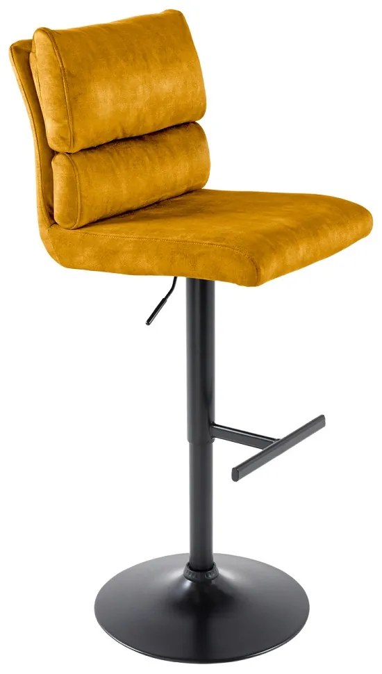 Designová barová otočná židle Frank hořčičný samet