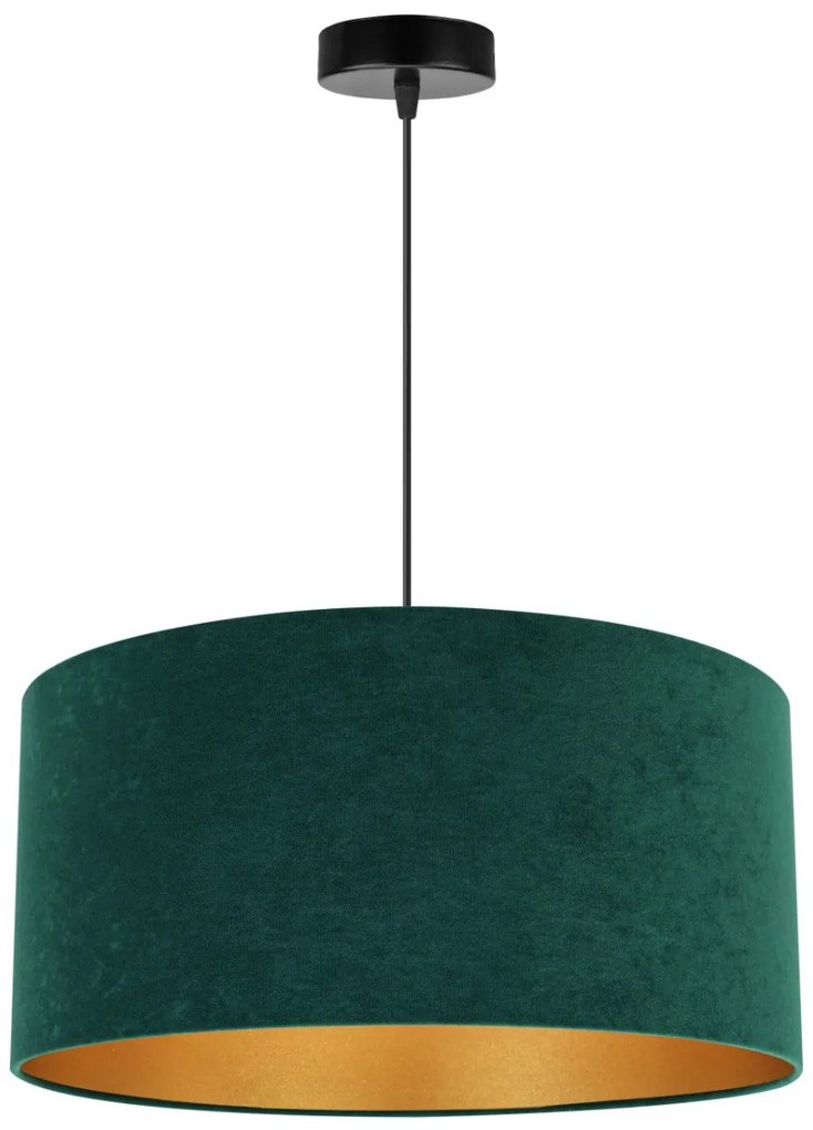 Závěsné svítidlo Mediolan, 1x tmavě zelené/zlaté textilní stínítko, (fi 44cm)