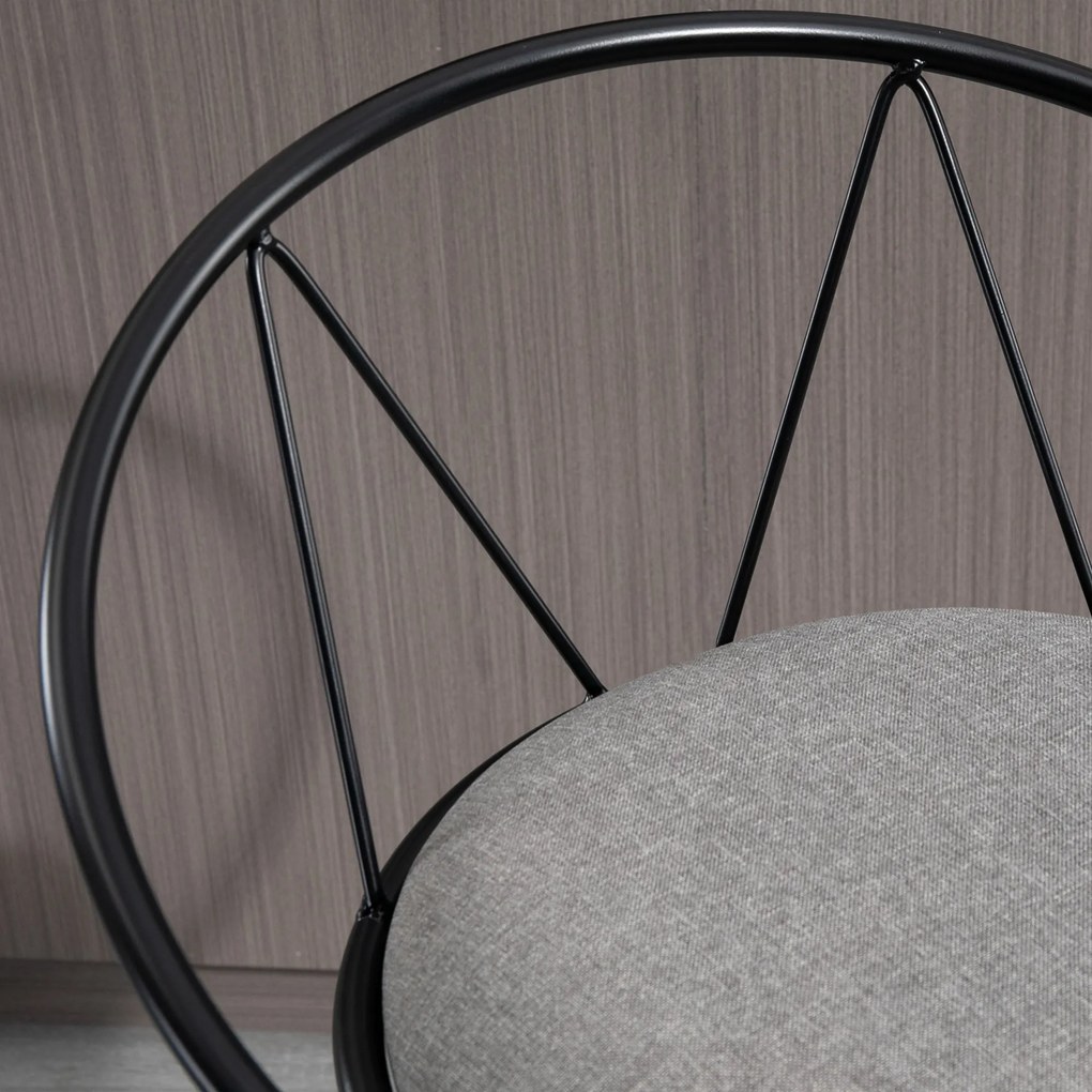HOMCOM Sada 2 barových židlí v neo-retro designu s nastavitelným otočným kovovým podnožím, černá šedá len