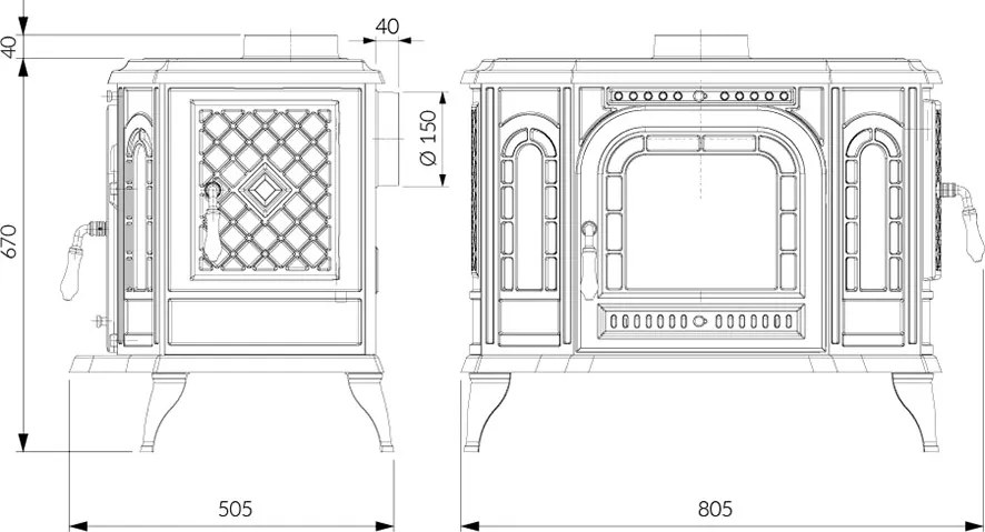 KAWMET Litinová krbová kamna P7 PB s varnými plotnami - 10,5 kW ECO + příslušenství