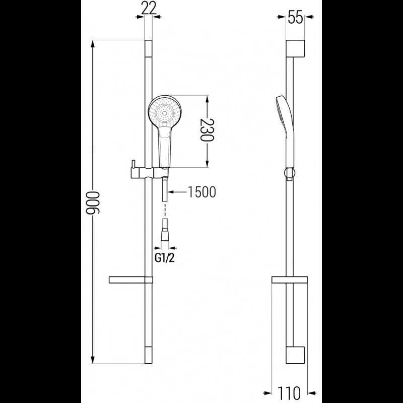 Mexen Kama DF05 sprchový set, černá - 72504DF05-70