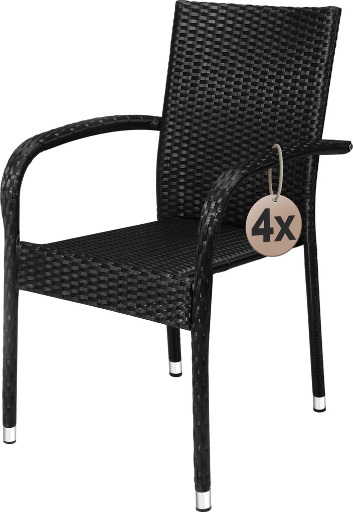 Umělý ratan Stohovatelná židle Comfort sada 4 ks černá
