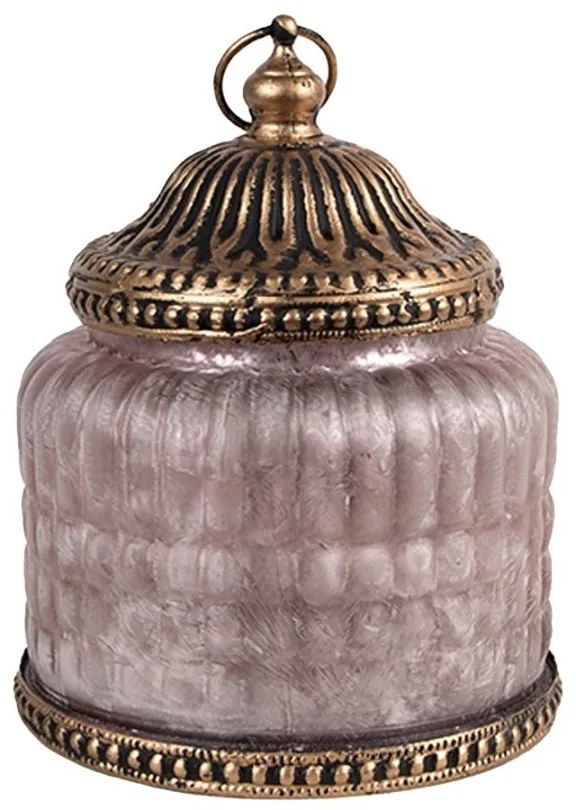 Růžová skleněná svítící LED lucerna Balli - Ø 10*13 cm