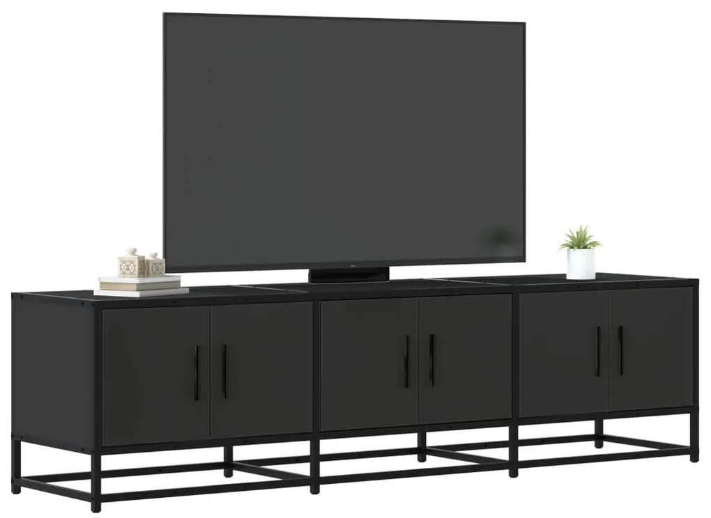 TV skříňka černá 150 x 35 x 41 cm kompozitní dřevo a kov