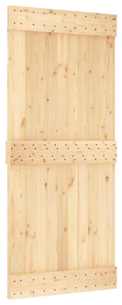 Posuvné dveře s kováním 90 x 210 cm masivní borové dřevo,  3202989