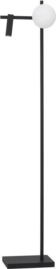 Bílá/černá kovová LED stojací lampa s ohybatelnou konstrukcí se skleněným stínidlem (výška 150 cm) Joline – Nova Luce