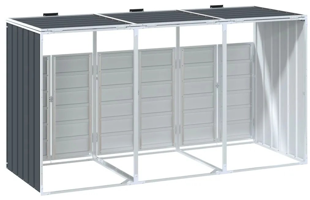 vidaXL Box na 3 popelnice antracitový 216 x 81 x 115 cm ocel